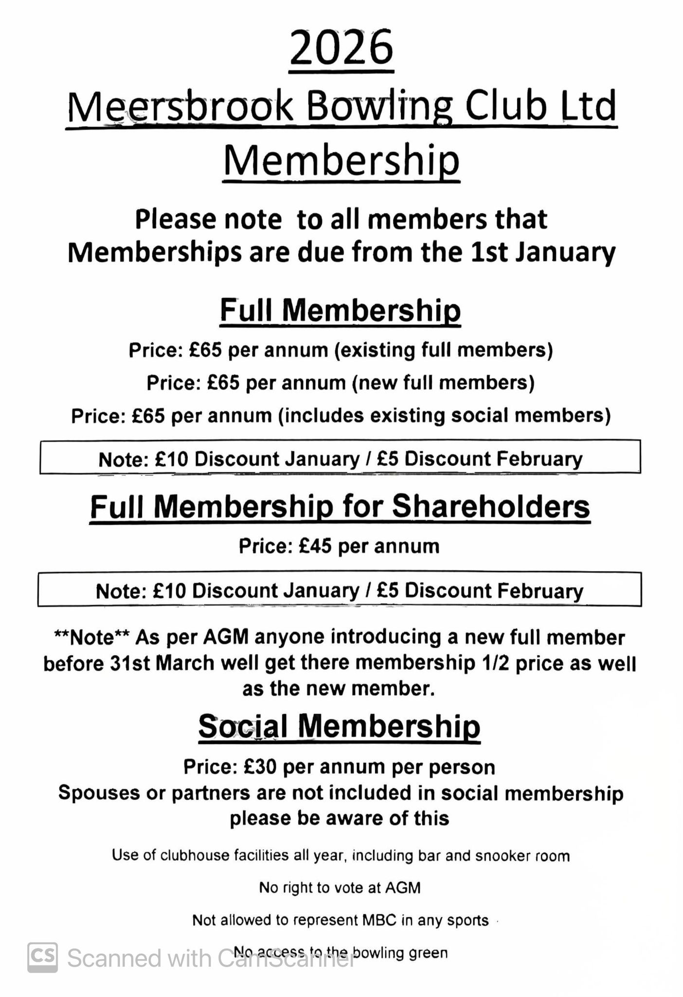 2026 Membership Update – Meersbrook Bowling Club Limited